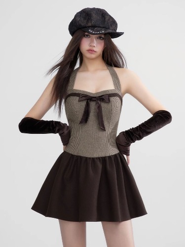 Throne | Ameliimoo | Halter-Neck Checked Ribbon Girly Arm-Cover&One ...