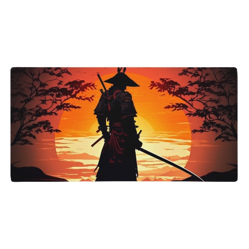 Throne | Toni 🩵🩷 | Samurai at Sunset Gaming Mouse Pad/Battle Mat - 36″×18″