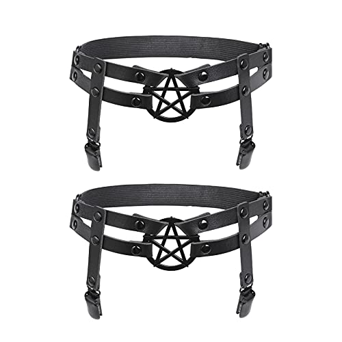Throne | Lilith | alisikee 2Pcs Black Leather Leg Garter, Star ...