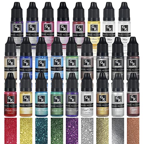 Throne | Carol | Metallic Alcohol Ink Set -26 Metallic Colors Alcohol ...