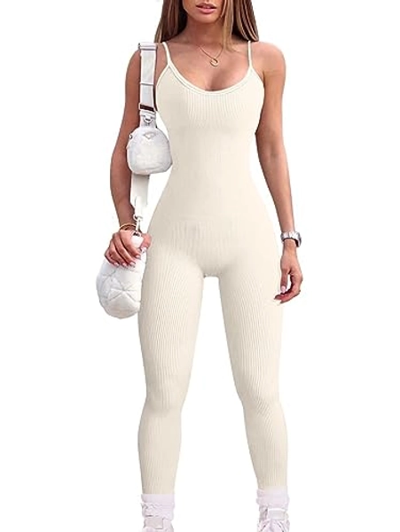 Throne 3liza Yioioio Women Workout Seamless Jumpsuit Yoga Ribbed