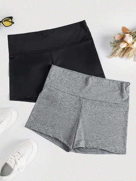 Throne | Maxine | SHEIN EZwear Plus 2pcs Wideband Waist Biker Shorts