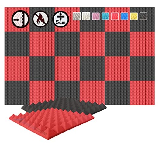 Throne | Arrowzoom New 24 Pieces Red & Black 20x20x2inch Soundproofing ...