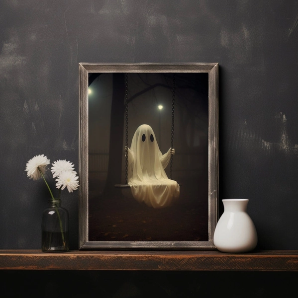 Throne | Authent1Kx | Ghost On The Swing Art Print, Halloween Indoor ...