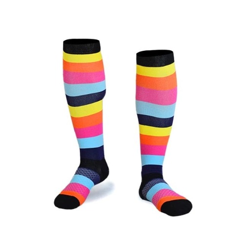 Throne | Claire | Colorful Striped Knee High (Compression Socks) - L/XL